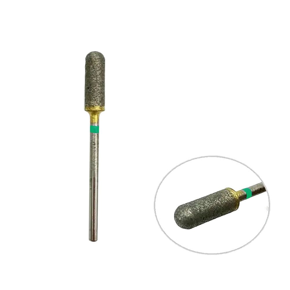 Diamond bur in the medium grain mass rounded cylindrical form.